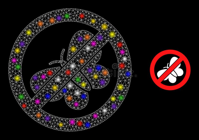 Bright Mesh Stop Butterfly Icon with Glare Colorful Lightspots Stock ...