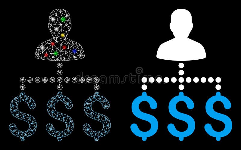 Flare Mesh Wire Frame User Payments Icon with Flare Spots Stock ...