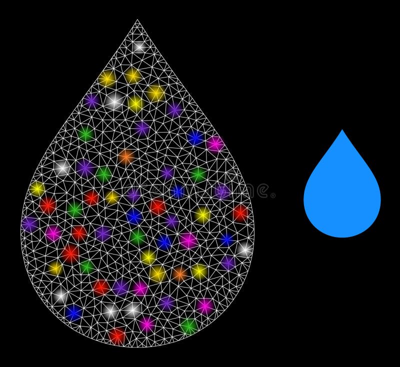 Flare Mesh Water Drop Icon with Constellation Colored Lightspots Stock ...