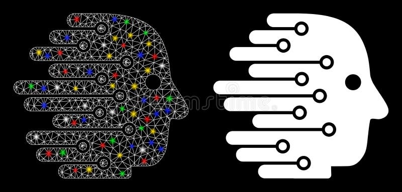 Flare Mesh Wire Frame Artificial Intelligence Icon with Flare Spots ... Flare Mesh Wire Frame Artificial Intelligence Icon with Flare Spots ...