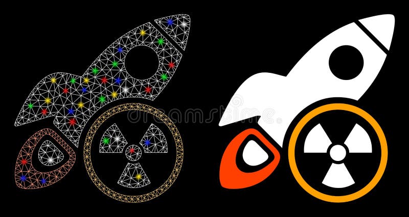 Flare Mesh Wire Frame Atomic Rocket Science Icon with Flare Spots Stock ...