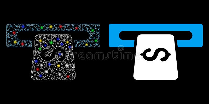 Flare Mesh Wire Frame Banking Machine Icon with Flare Spots Stock ...