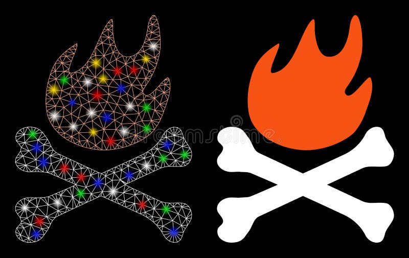 Flare Mesh Wire Frame Bones Hell Fire Icon with Light Spots Stock ...