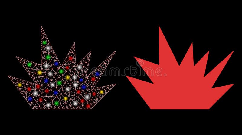 Flare Mesh Wire Frame Boom Explosion Icon with Flare Spots Stock ...