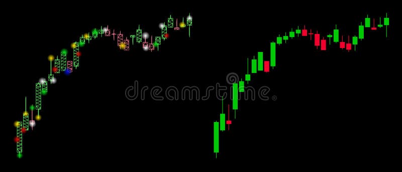 Flare Mesh Wire Frame Candlestick Chart Growth Slowdown Icon with Flare ...