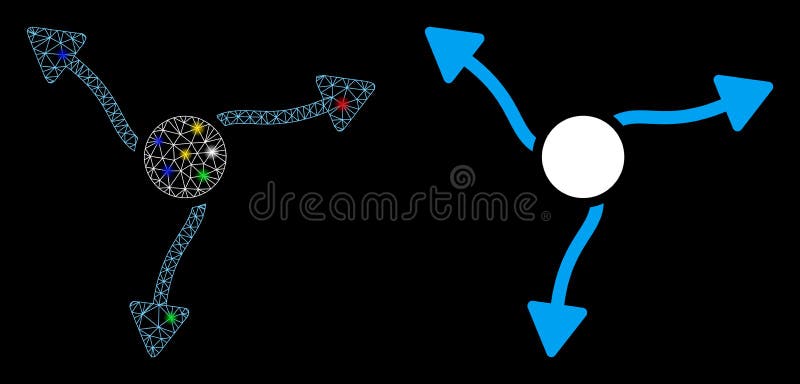 Flare Mesh Wire Frame Curve Arrows Icon with Flare Spots Stock Vector ...