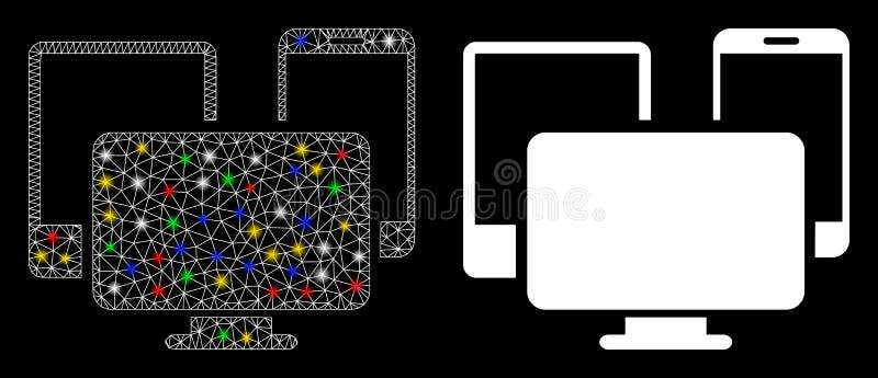 Flare Mesh Wire Frame Electronic Devices Icon with Flare Spots Stock ...
