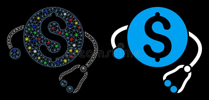 Flare Mesh Wire Frame Financial Health Icon with Flare Spots Stock ...