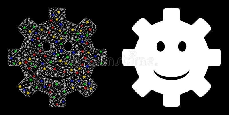 Flare Mesh Wire Frame Gear Smile Smiley Icon with Flare Spots Stock ... Flare Mesh Wire Frame Gear Smile Smiley Icon with Flare Spots Stock ...