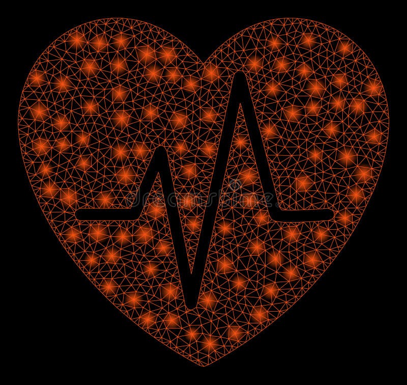 Flare Mesh Wire Frame Heart EKG with Light Spots Stock Vector ...