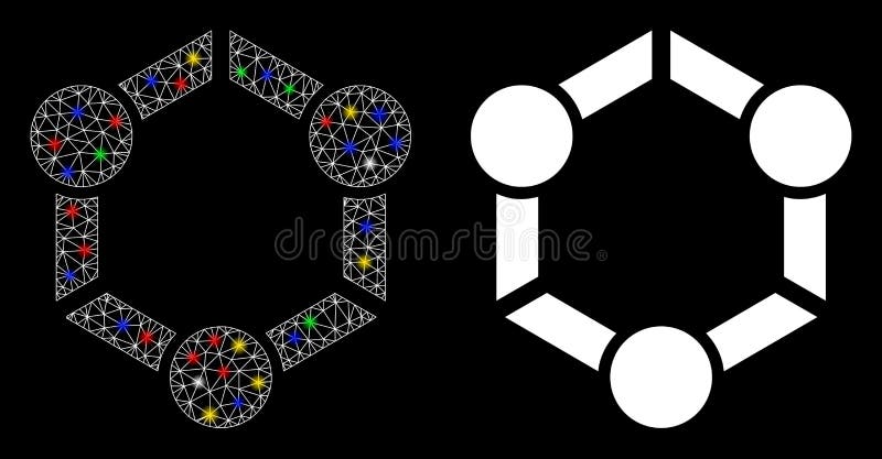 Flare Mesh Wire Frame Human Union Icon with Flare Spots Stock Vector ...