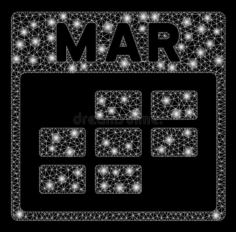 Flare Mesh Wire Frame March Calendar Grid with Flare Spots Stock Vector ...