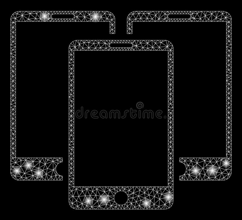 Flare Mesh Wire Frame Mobile Phones with Flare Spots Stock Vector ...