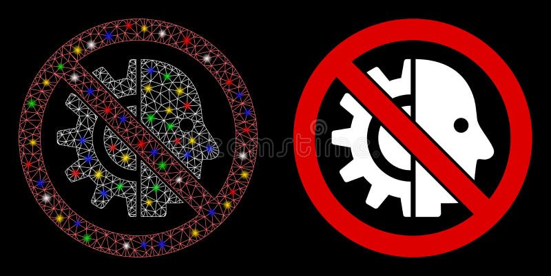 Flare Mesh Wire Frame No Cyborgs Icon with Flare Spots Stock Vector ...