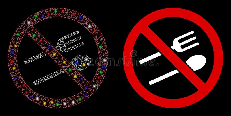 Flare Mesh Wire Frame No Eating Icon with Flare Spots Stock Vector ...