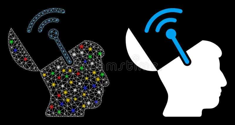 Flare Mesh Wire Frame Open Brain Radio Interface Icon with Flare Spots ... Flare Mesh Wire Frame Open Brain Radio Interface Icon with Flare Spots ...