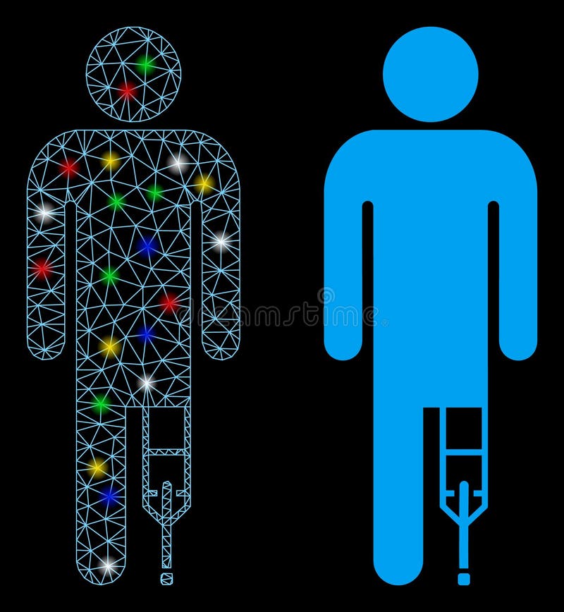 Flare Mesh Wire Frame Patient Man Icon with Flare Spots Stock Vector ...