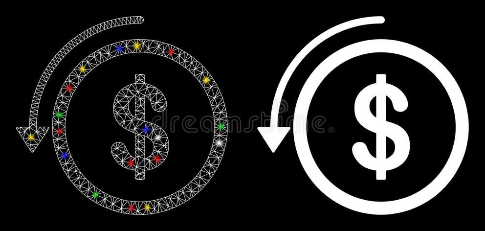 Flare Mesh Wire Frame Refund Icon with Flare Spots Stock Vector ...