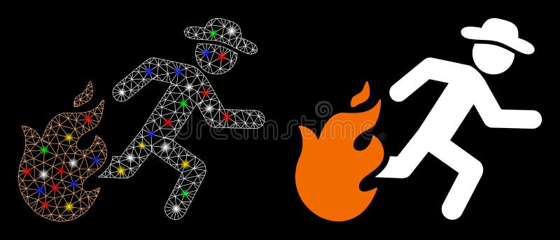 Flare Mesh Wire Frame Running Man from Fire Icon with Flare Spots Stock ... Flare Mesh Wire Frame Running Man from Fire Icon with Flare Spots Stock ...