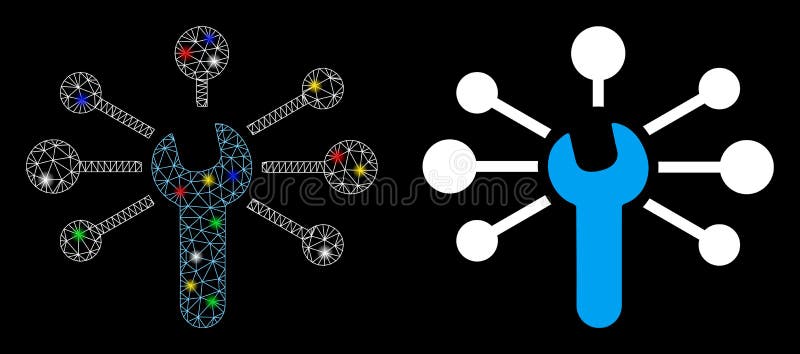 Flare Mesh Wire Frame Service Wrench Relations Icon with Flare Spots ... Flare Mesh Wire Frame Service Wrench Relations Icon with Flare Spots ...