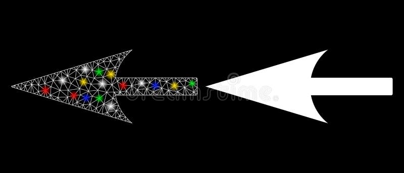 Flare Mesh Wire Frame Sharp Left Arrow Icon with Flare Spots Stock ...