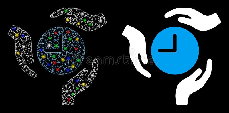 Flare Mesh Wire Frame Time Care Hands Icon with Flare Spots Stock ...