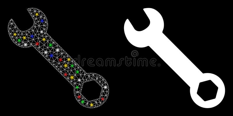 Flare Mesh Wire Frame Wrench Icon with Flare Spots Stock Vector ... Flare Mesh Wire Frame Wrench Icon with Flare Spots Stock Vector ...