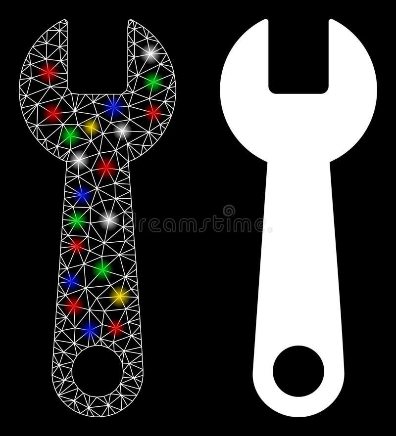 Flare Mesh Wire Frame Wrench Icon with Flare Spots Stock Illustration ... Flare Mesh Wire Frame Wrench Icon with Flare Spots Stock Illustration ...