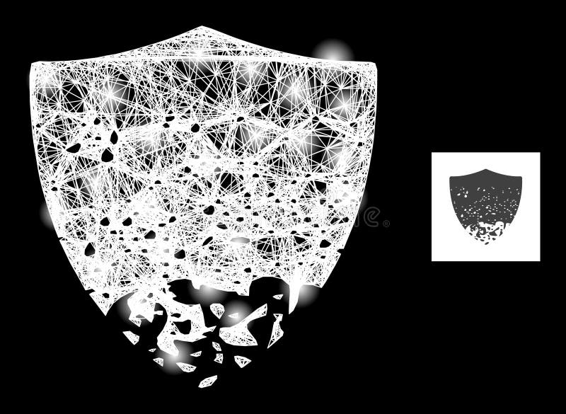 Flare Hatched Mesh Damaged Shield with Lightspots Stock Vector ...
