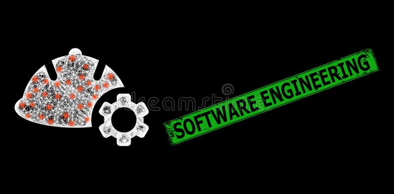 Grunged Software Engineering Seal and Net Engineering Mesh with Bright ...