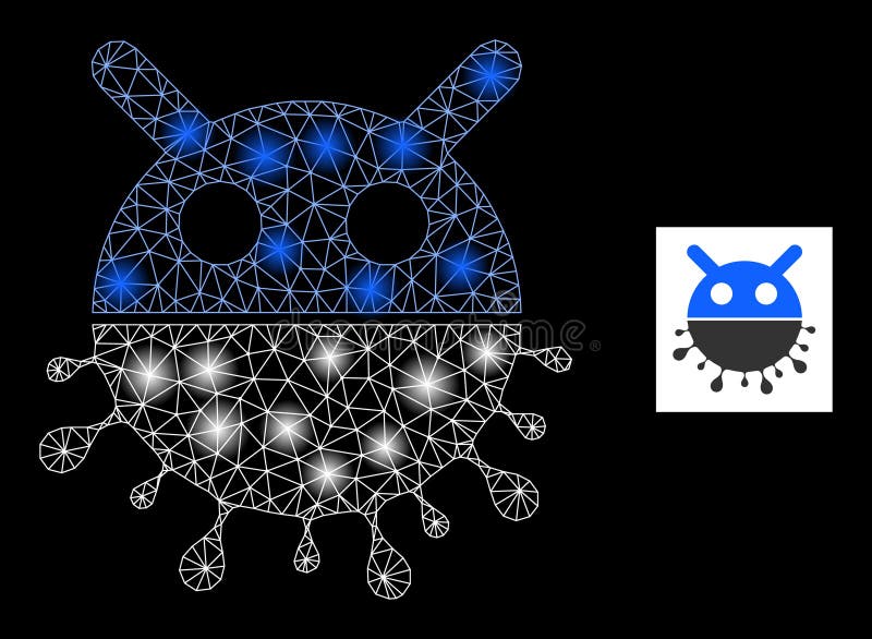 Flare Net Virus Bot Icon with Constellation Lightspots Stock Vector ...