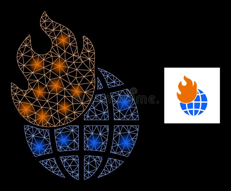 Flare Net World Fire Icon with Glare Lightspots Stock Vector ...