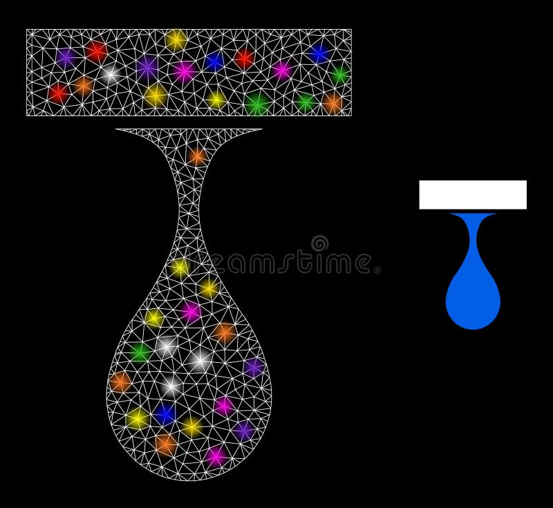 Flare Network Drip Drop Icon with Glare Colored Lightspots Stock Vector ...