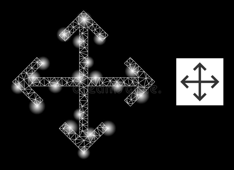 Flare Network Expand Arrows Icon with Glare Light Spots Stock Vector ...