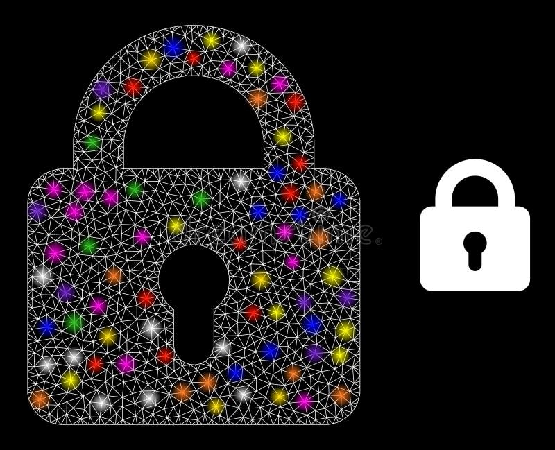 Flare Network Lock Icon with Glare Color Light Spots Stock Vector ...