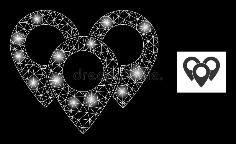 Flare Network Map Markers Icon with Glare Lightspots Stock Vector ...