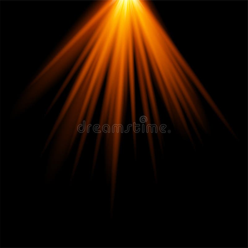 Flare of Orange Light Rays Element. Vector Illustration with Shining ...