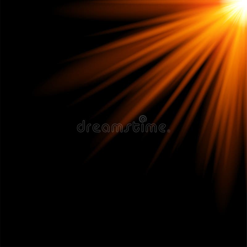 Flare of Orange Light Rays Element. Vector Illustration with Shining ...