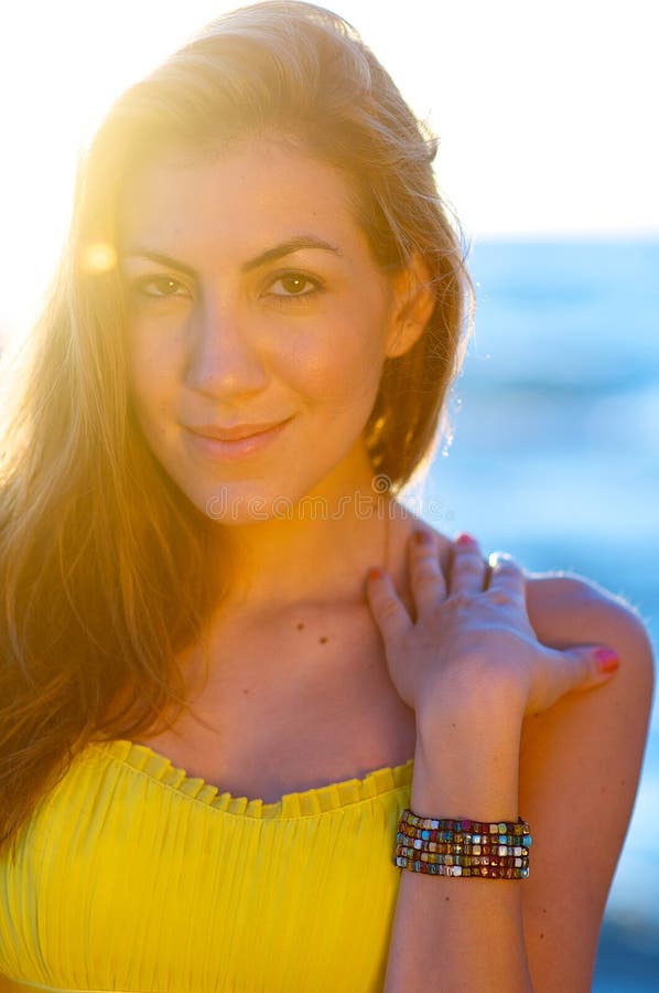 Flare Portrait at the Beach Stock Photo - Image of pose, clothes: 26138338