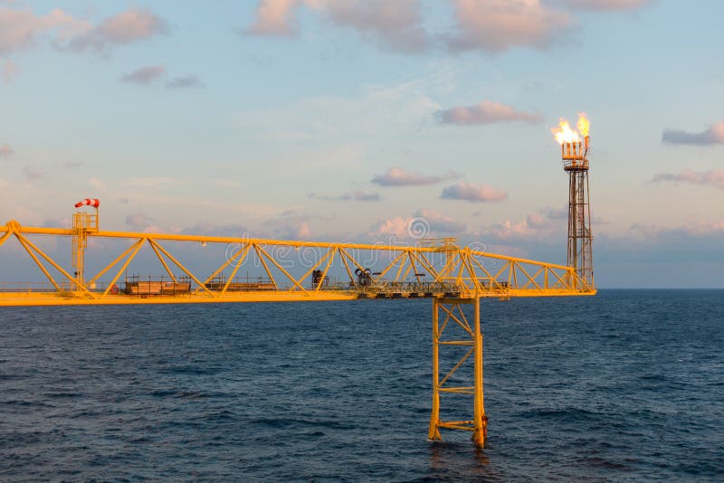 Flare Stack and Flare Bridge while Burning Toxic Gas and Release Stock ...