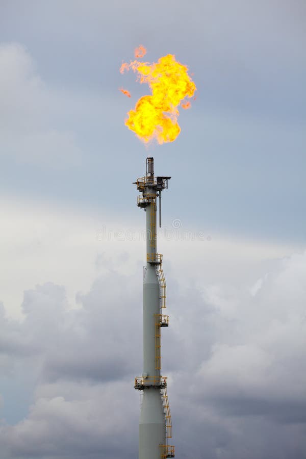Flare Stack at Oil and Gas Refinery Plant Stock Image - Image of smoke ...