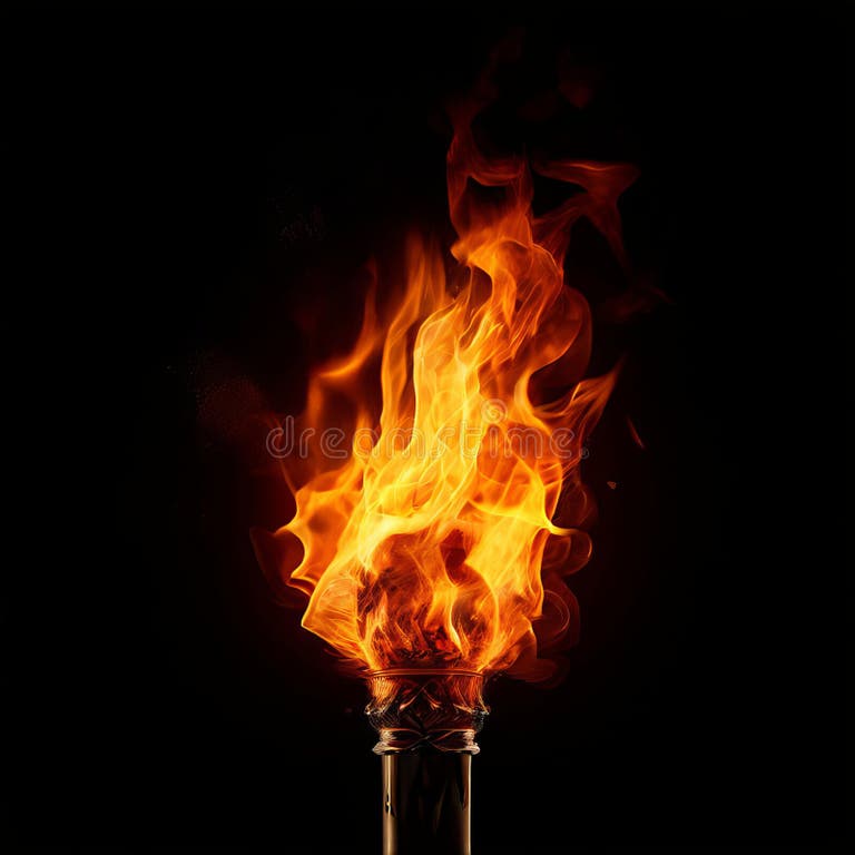 Flaring Torch this Fire Burns at the End of a Torch Casting a B Stock ...