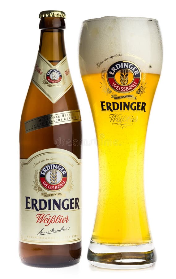 Flasche Und Glas Erdinger-Weizenbier Redaktionelles Bild - Bild von ...
