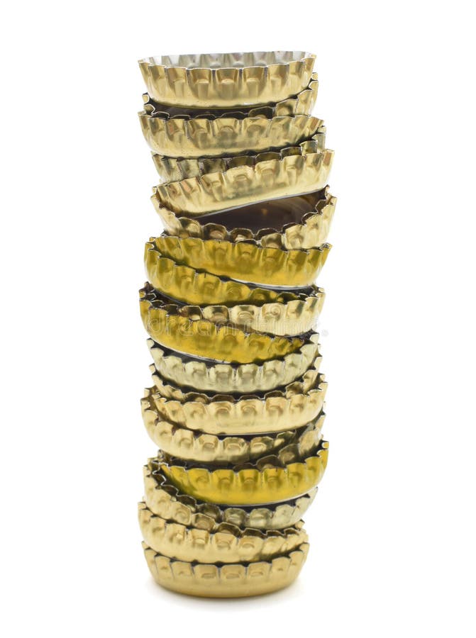 Metal Cap for Bottle in Stack Stock Photo - Image of gold, stamp: 147445666