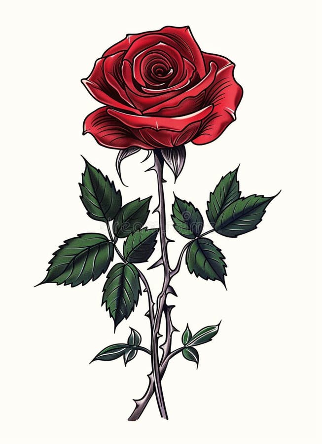 Flash Art: Traditional Rose Tattoo with Stock Vector - Illustration of ...