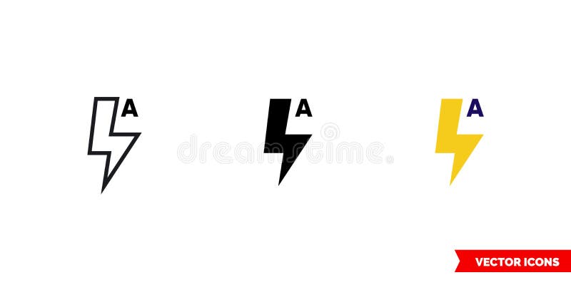 Flash Auto Icon of 3 Types Color, Black and White, Outline. Isolated ...