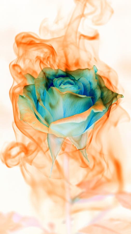 A Flash of Blue Fire in the Shape of a Beautiful Rose Stock ...