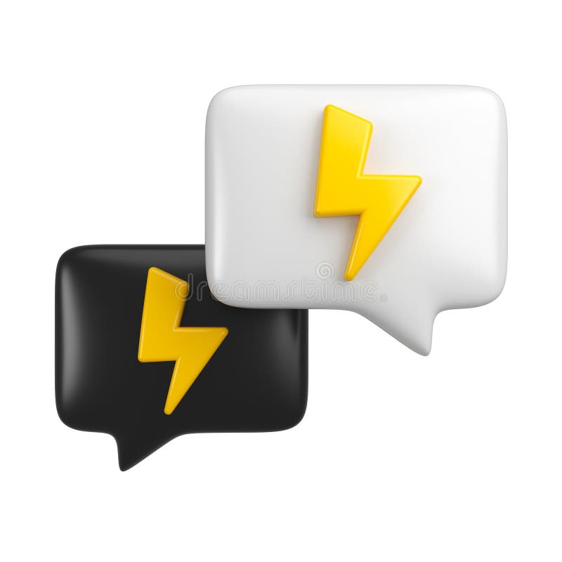 Flash Bolt in Two Comment Message Bubbles Review Icon. Lightning on ...