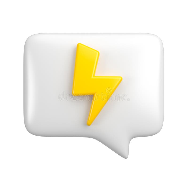 Flash Bolt in White Comment Message Bubble Review Icon. Lightning on ...