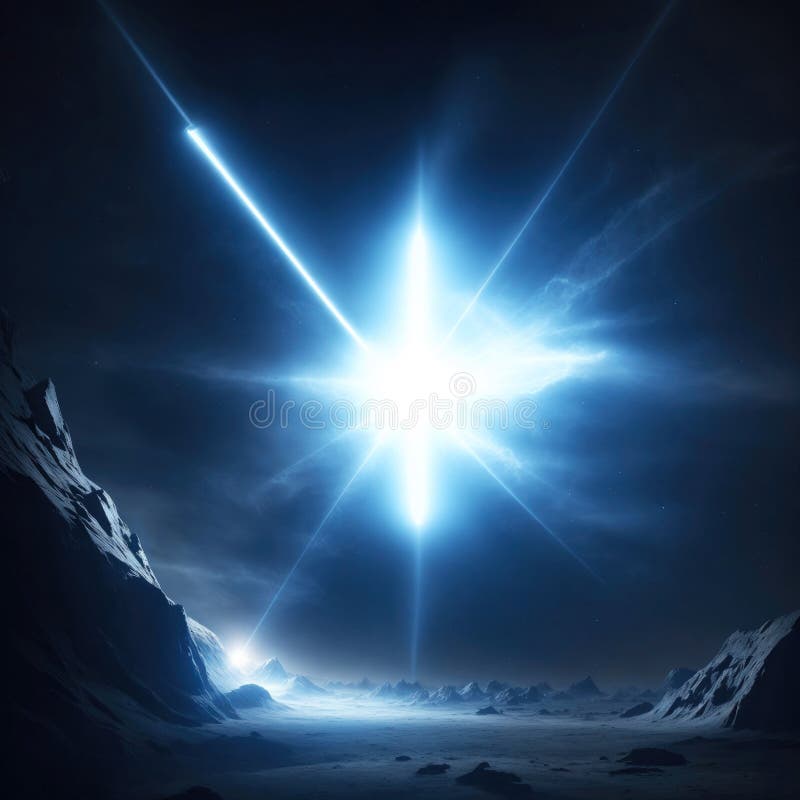 A Flash of a Bright Star in the Dark Sky Above the Mountains. AI ...